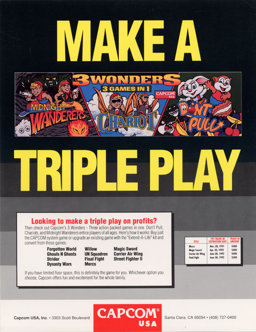 3 Wonders Arcade game for sale