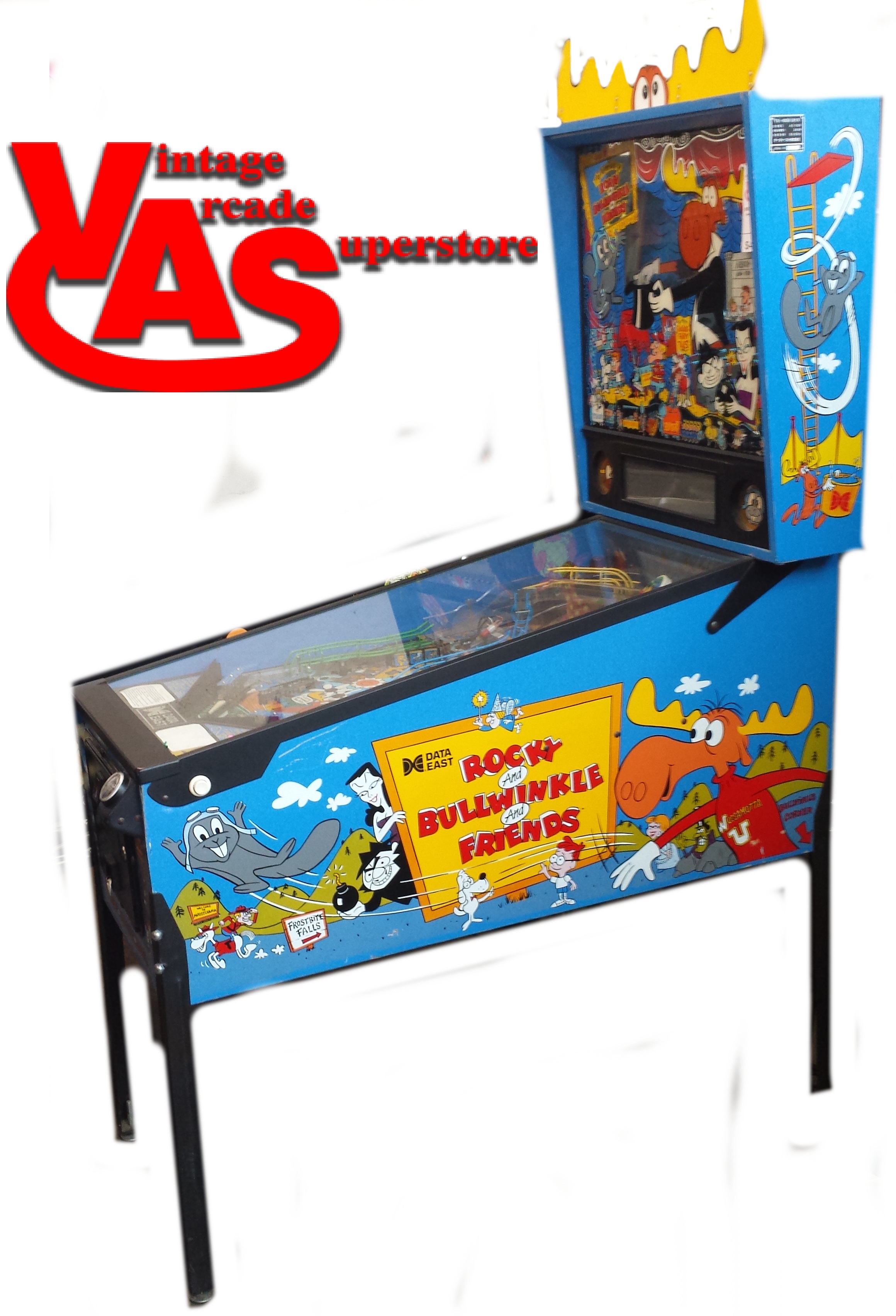 Rocky and Bullwinkle Pinball game for sale- Vintage Arcade