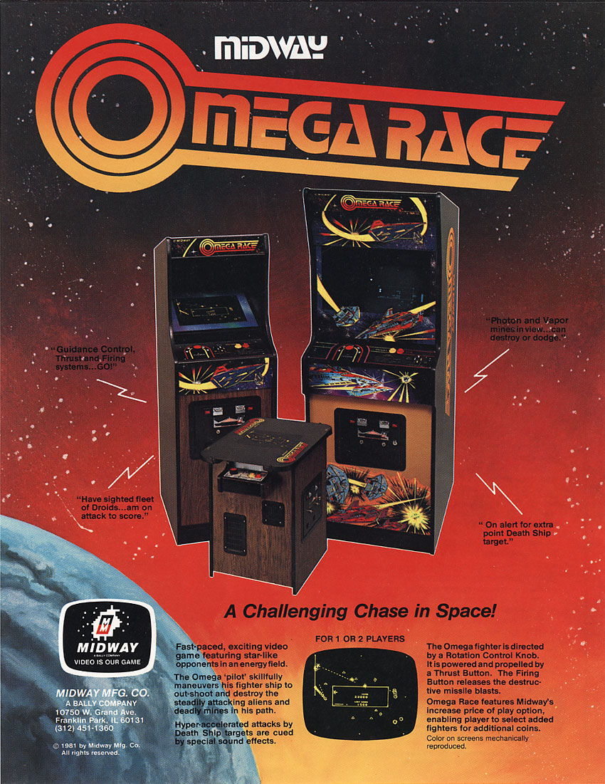 Omega Race Arcade Game For Sale