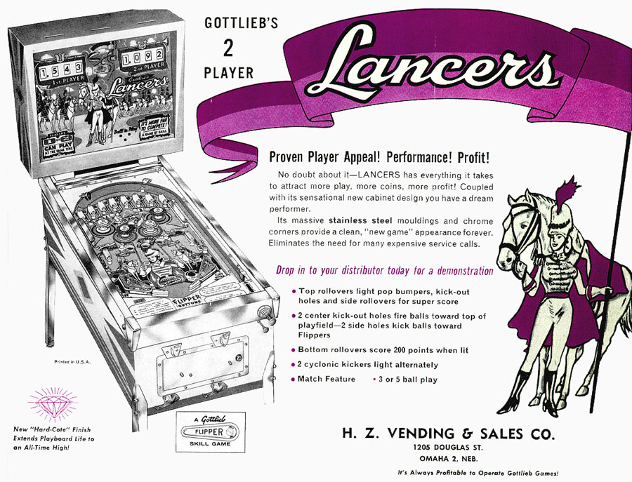 Lancers Pinball For Sale
