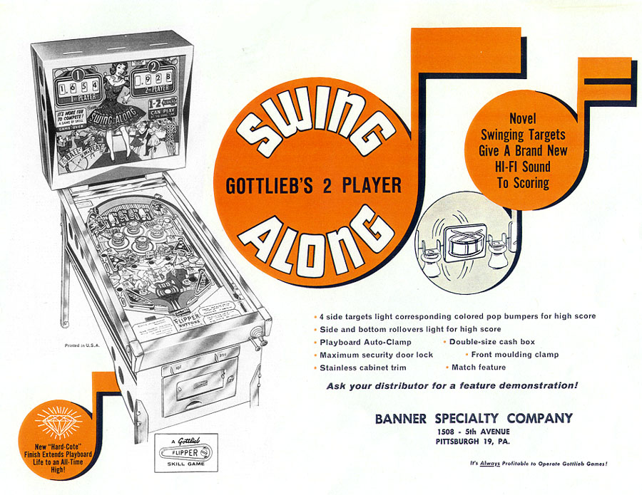 Swing Along Pinball For Sale