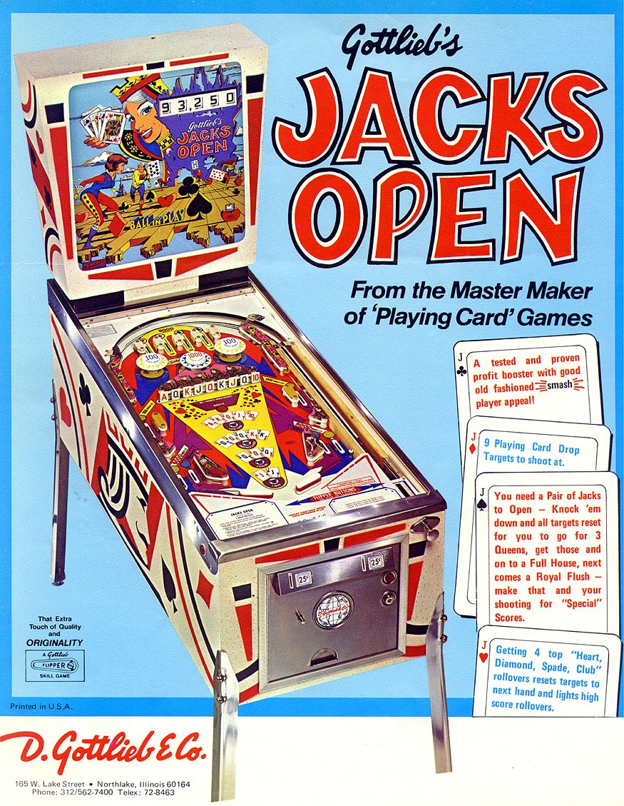 Jacks Open Pinball For Sale